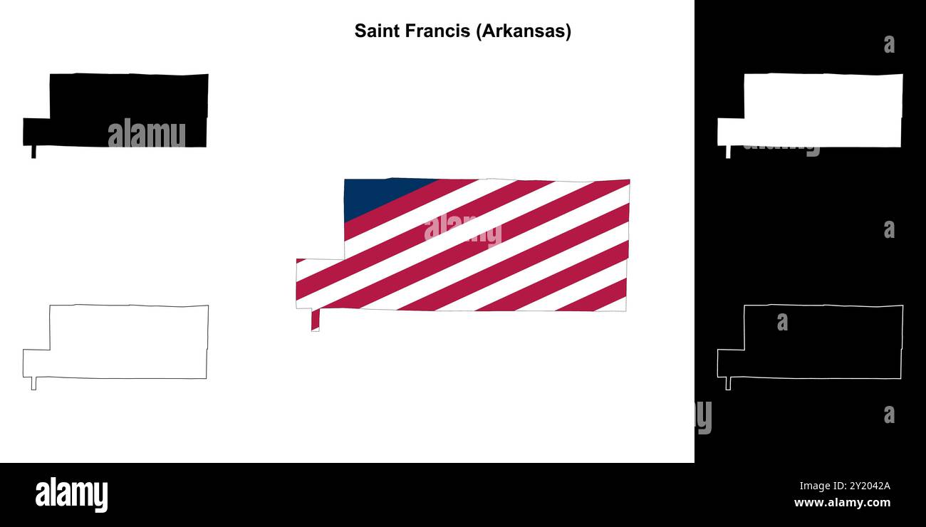 Saint Francis County (Arkansas) outline map set Stock Vector Image ...