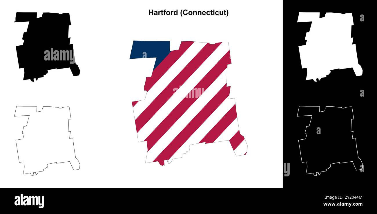 Hartford County (Connecticut) outline map set Stock Vector Image & Art ...