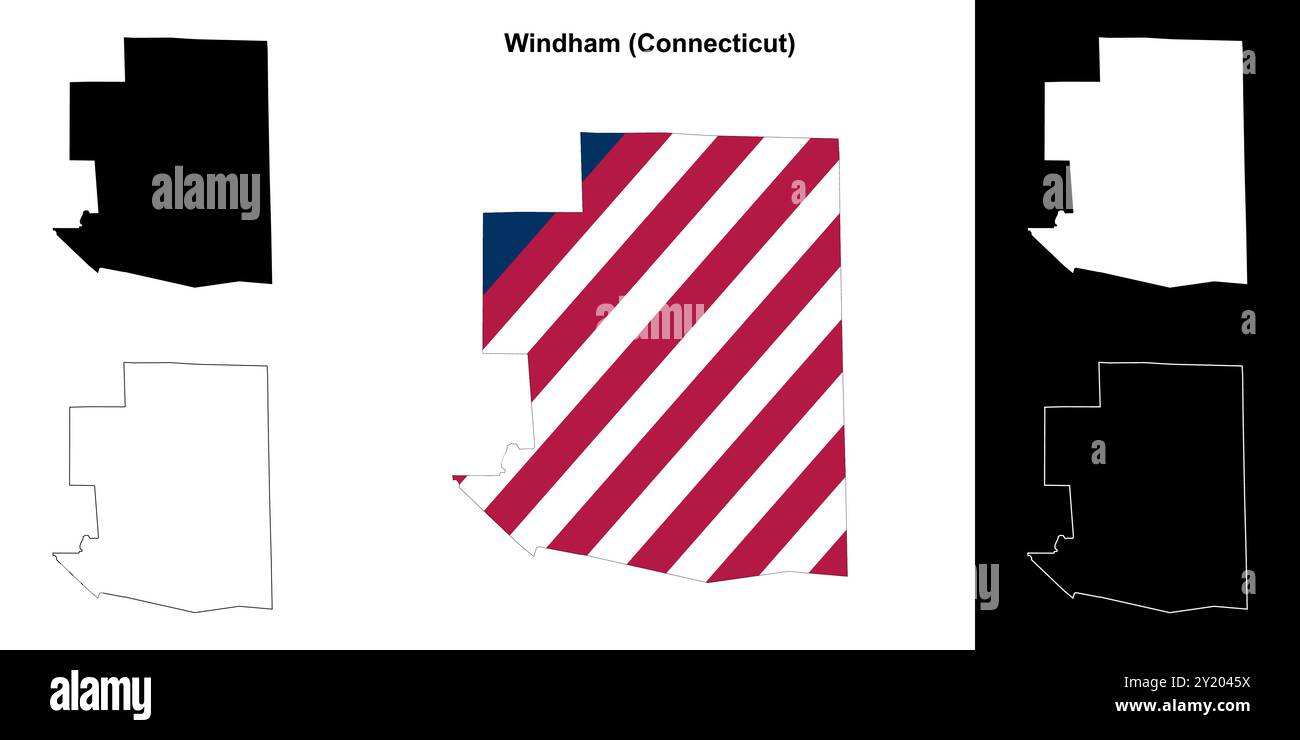 Windham County (Connecticut) outline map set Stock Vector Image & Art ...