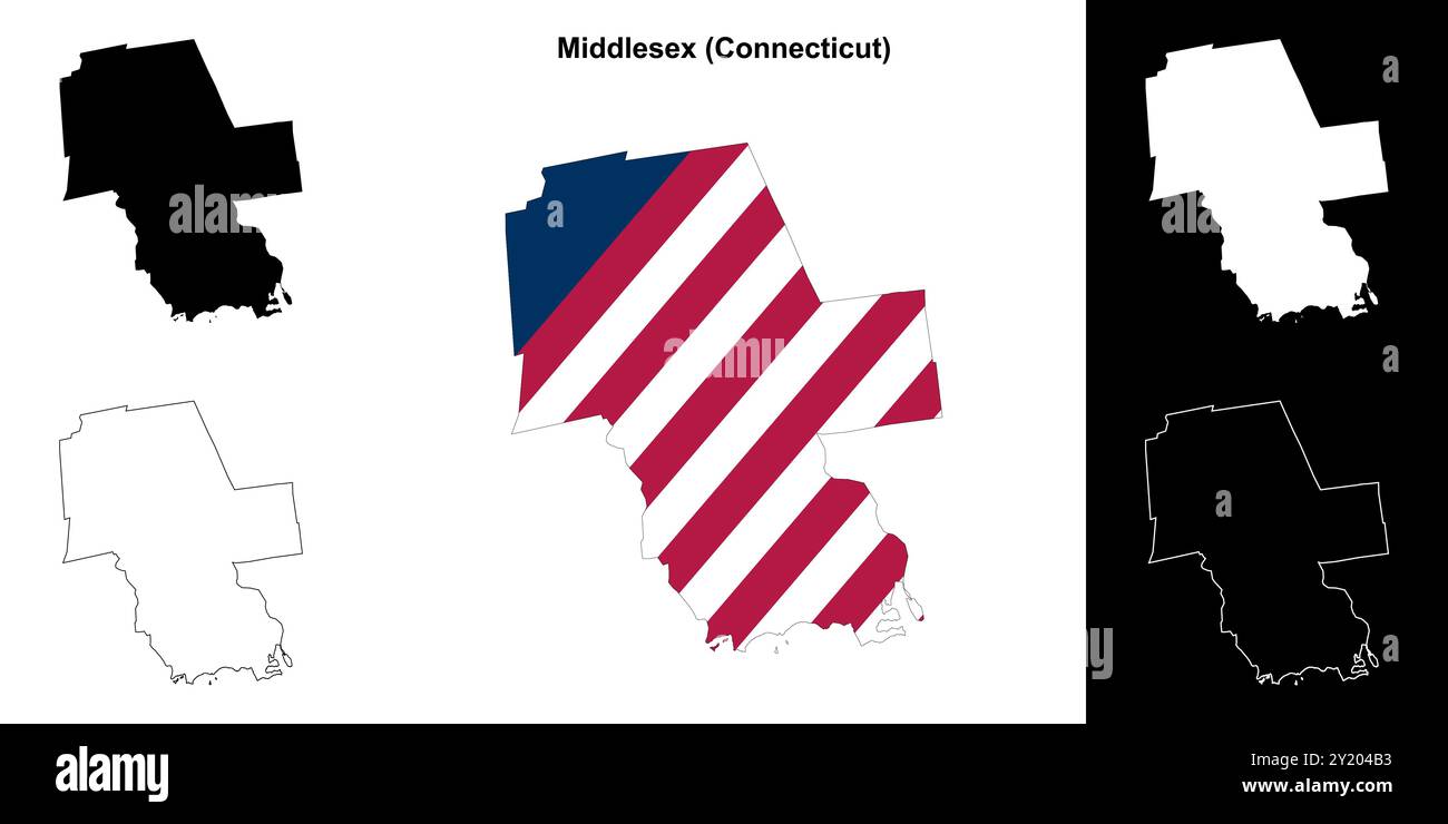 Middlesex County (Connecticut) outline map set Stock Vector Image & Art ...