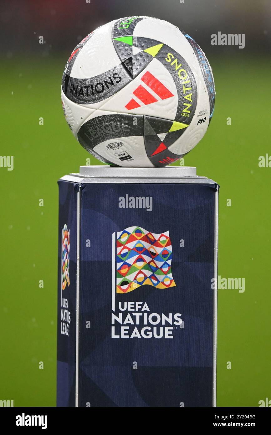 CARDIFF, WALES - 06 SEPTEMBER 2024: Nations league match ball during ...