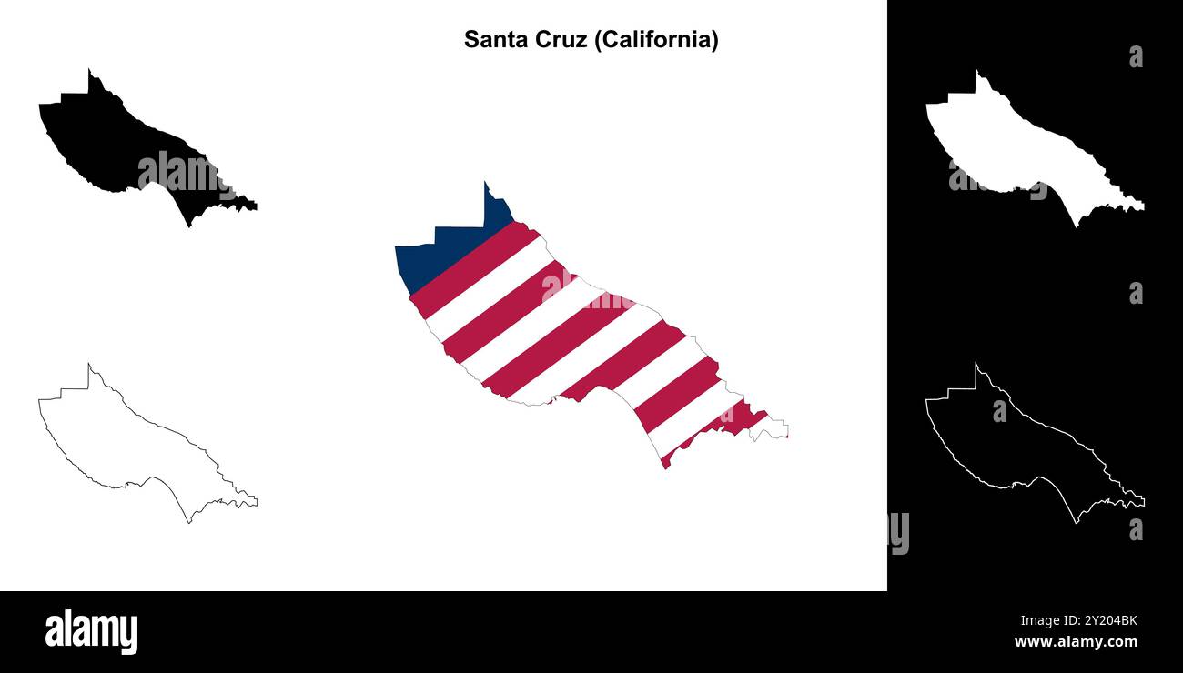 Santa Cruz County (California) outline map set Stock Vector Image & Art ...