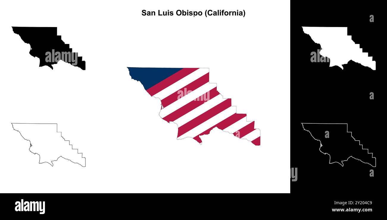 San Luis Obispo County (California) outline map set Stock Vector Image ...