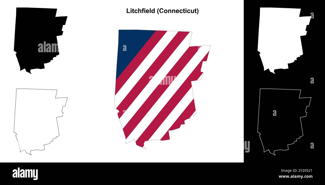 Litchfield County (Connecticut) outline map set Stock Vector Image ...