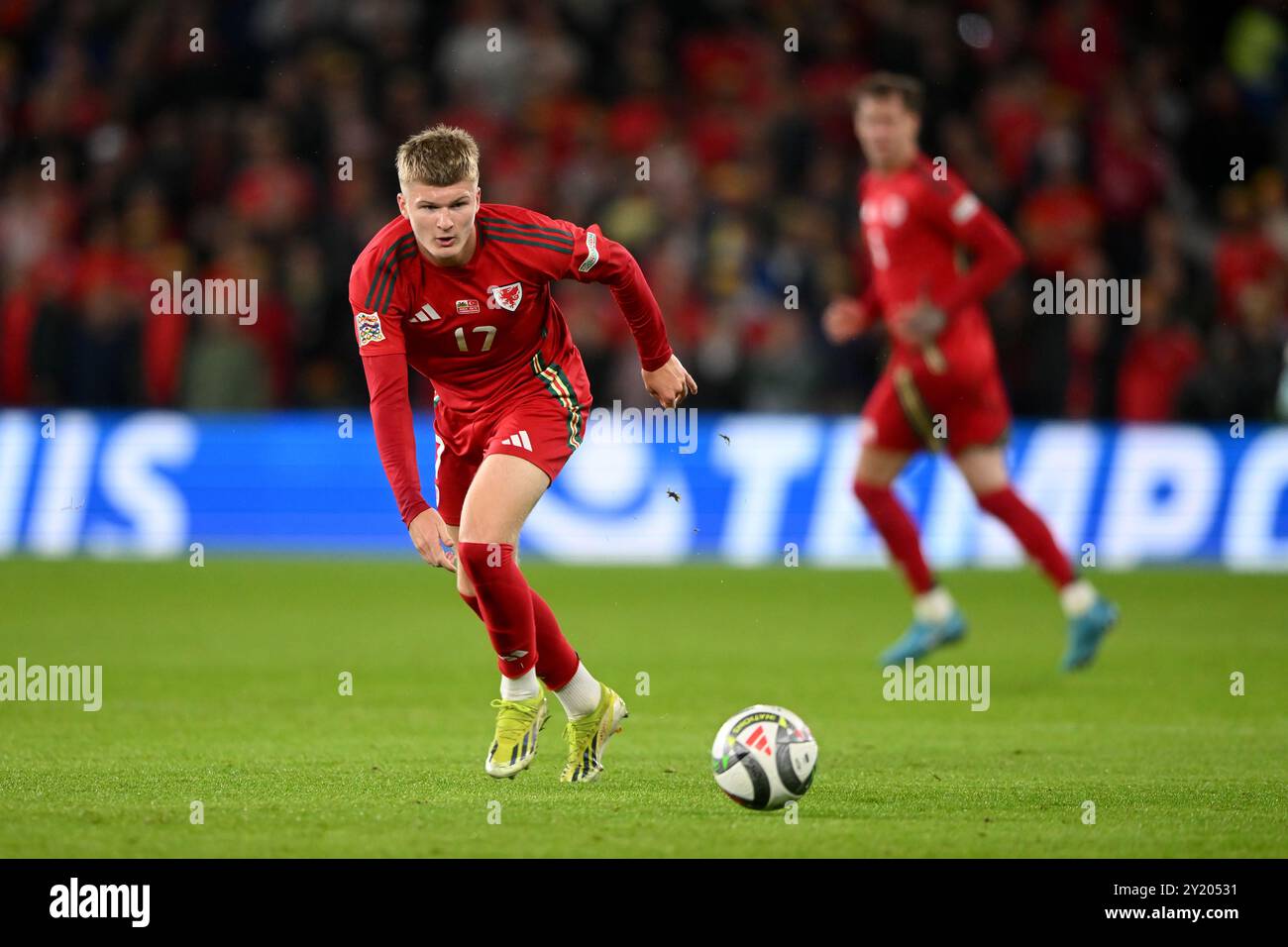 CARDIFF, WALES - 06 SEPTEMBER 2024: Wales' Jordan James during the ...