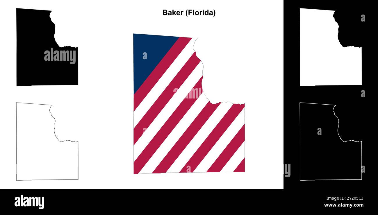 Baker County (Florida) outline map set Stock Vector Image & Art - Alamy