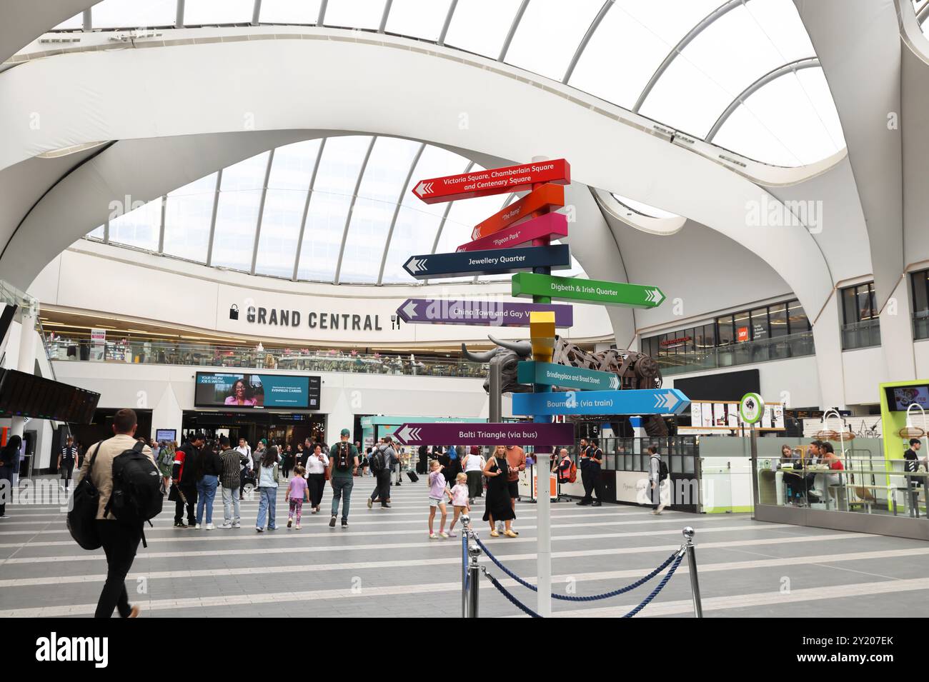 Interior of Birmingham New Street train station with directions to city ...