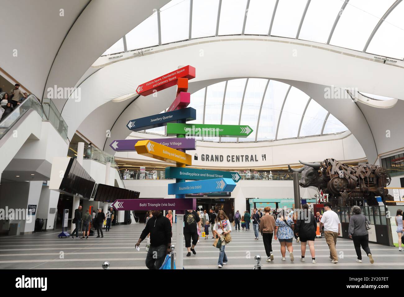 Interior of Birmingham New Street train station with directions to city ...