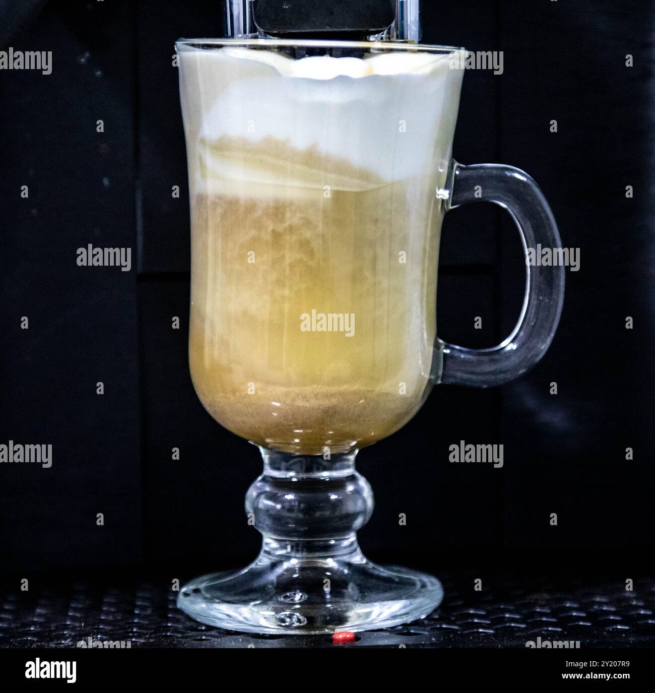 Traditional Italian style cappuccino in a classic crystal glass Stock ...