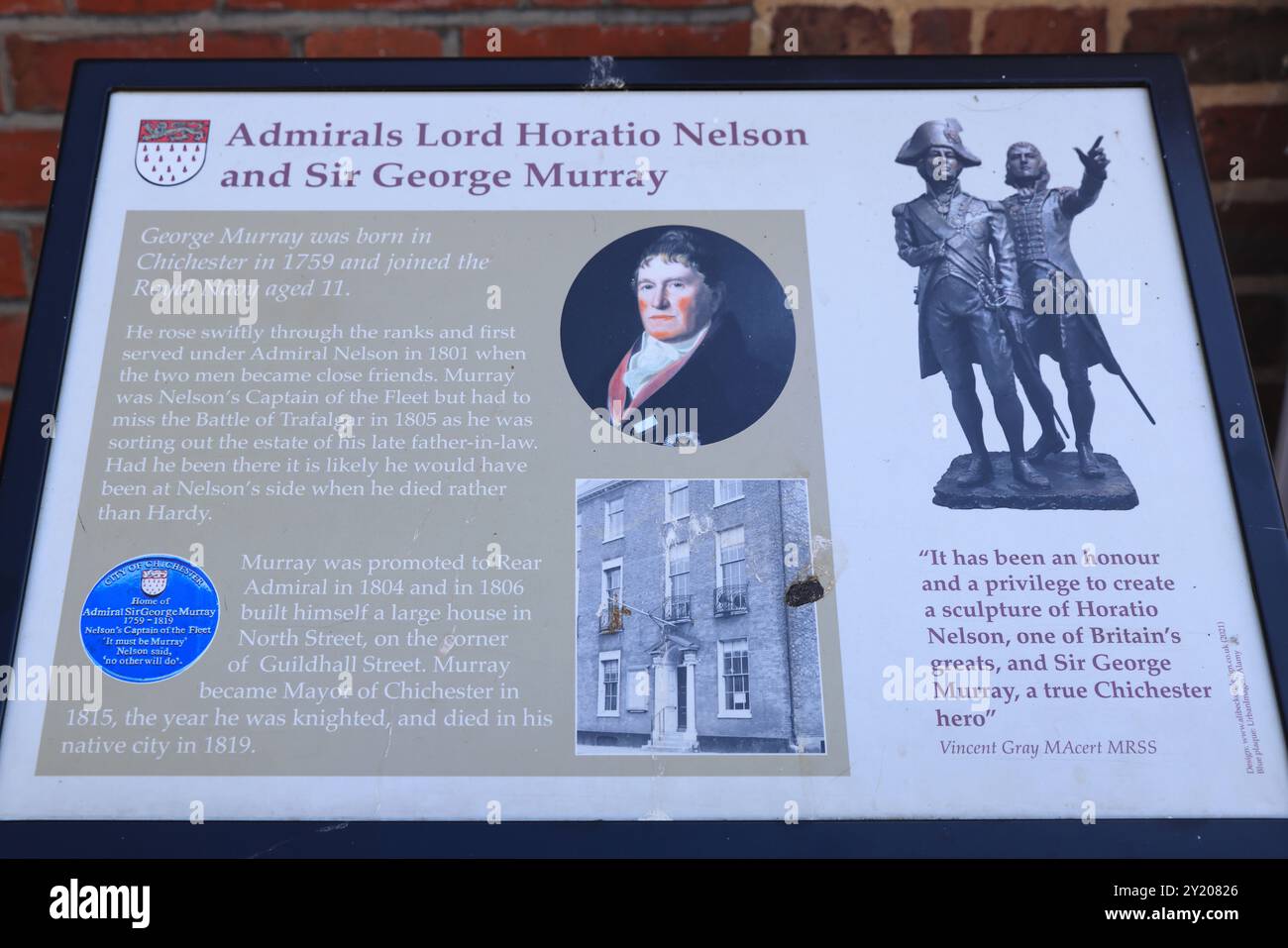 Sculpture of Admirals Lord Horatio Nelson & Sir George Murray, outside ...