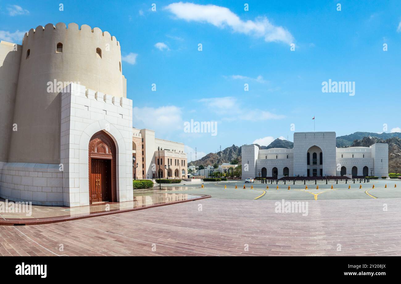 Muscat Takia old historical city center square with white traditional ...