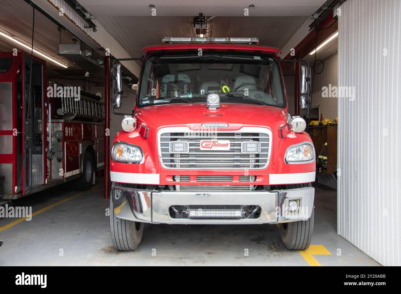 Fire truck inside the fire station on Water Street in Bay Roberts ...