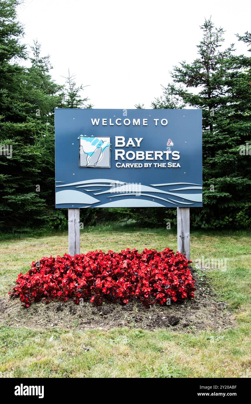Welcome to Bay Roberts sign in Newfoundland & Labrador, Canada Stock ...