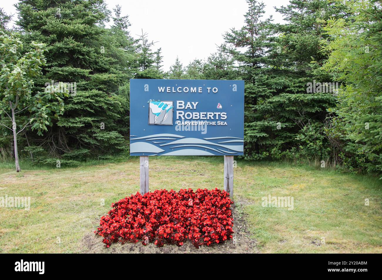 Welcome to Bay Roberts sign in Newfoundland & Labrador, Canada Stock ...