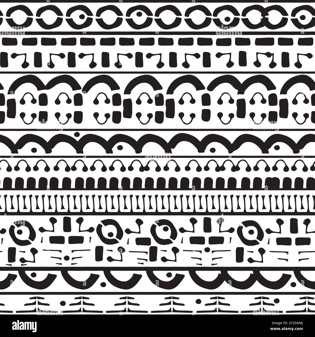 Ethnic seamless border pattern in black and white color. Tribal line ...