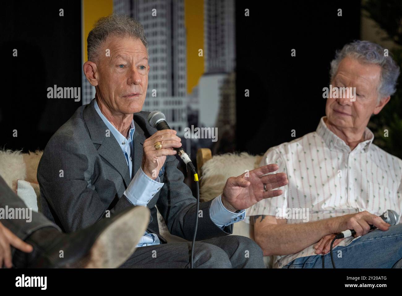 Austin Texas USA, September 7 2024: Musician LYLE LOVETT (left) and ...
