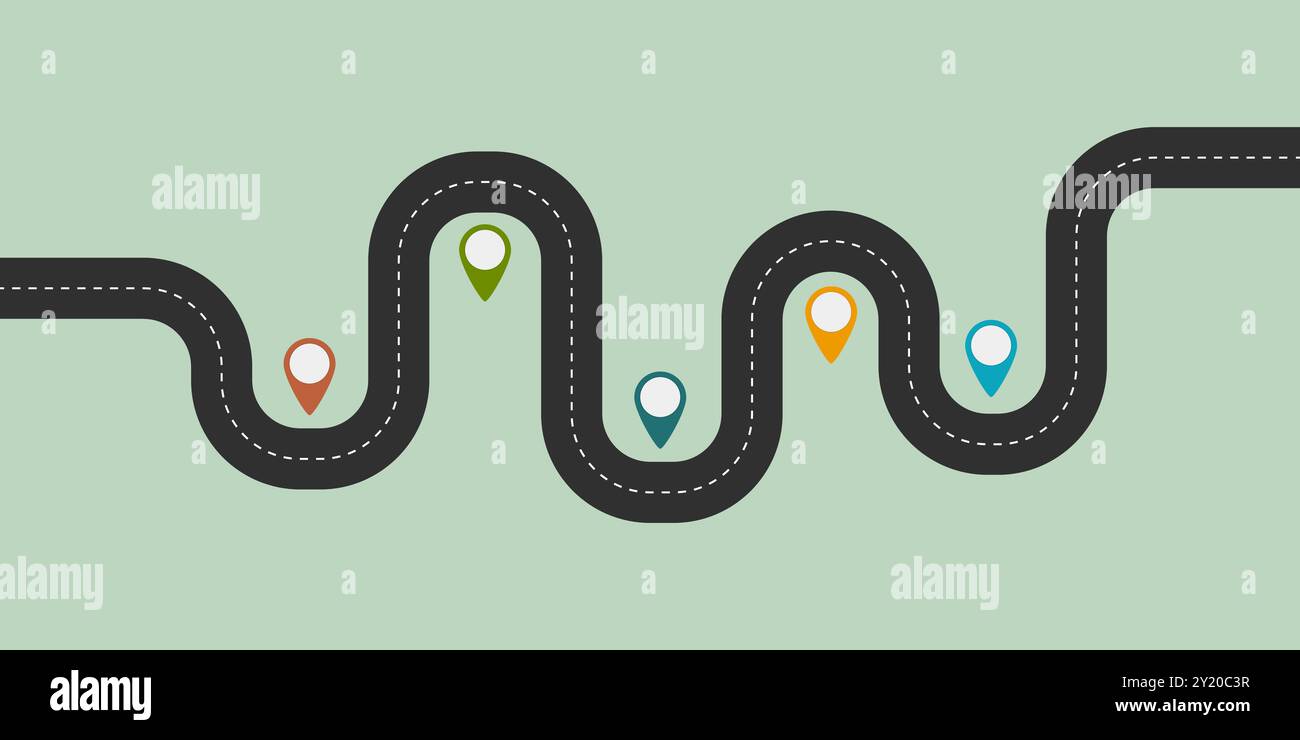Winding road timeline concept. Vector illustration graphic design Stock ...