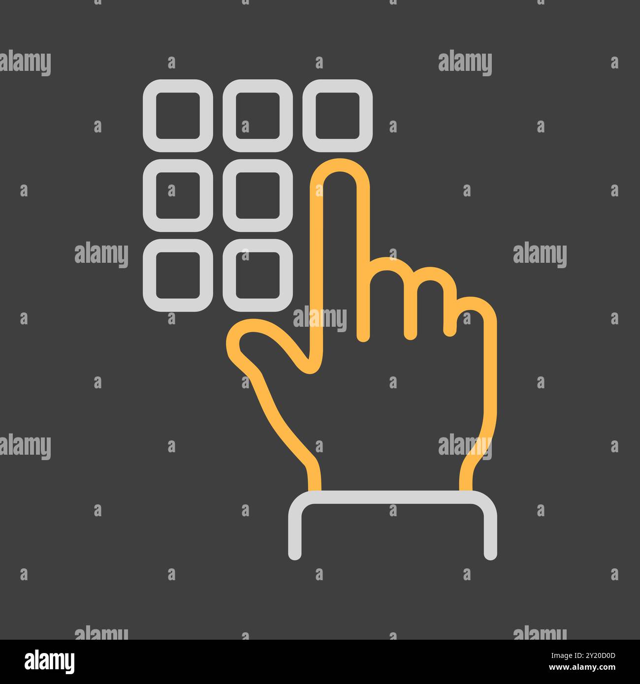 Hand finger entering pin code on dark background icon. Unlock and ...