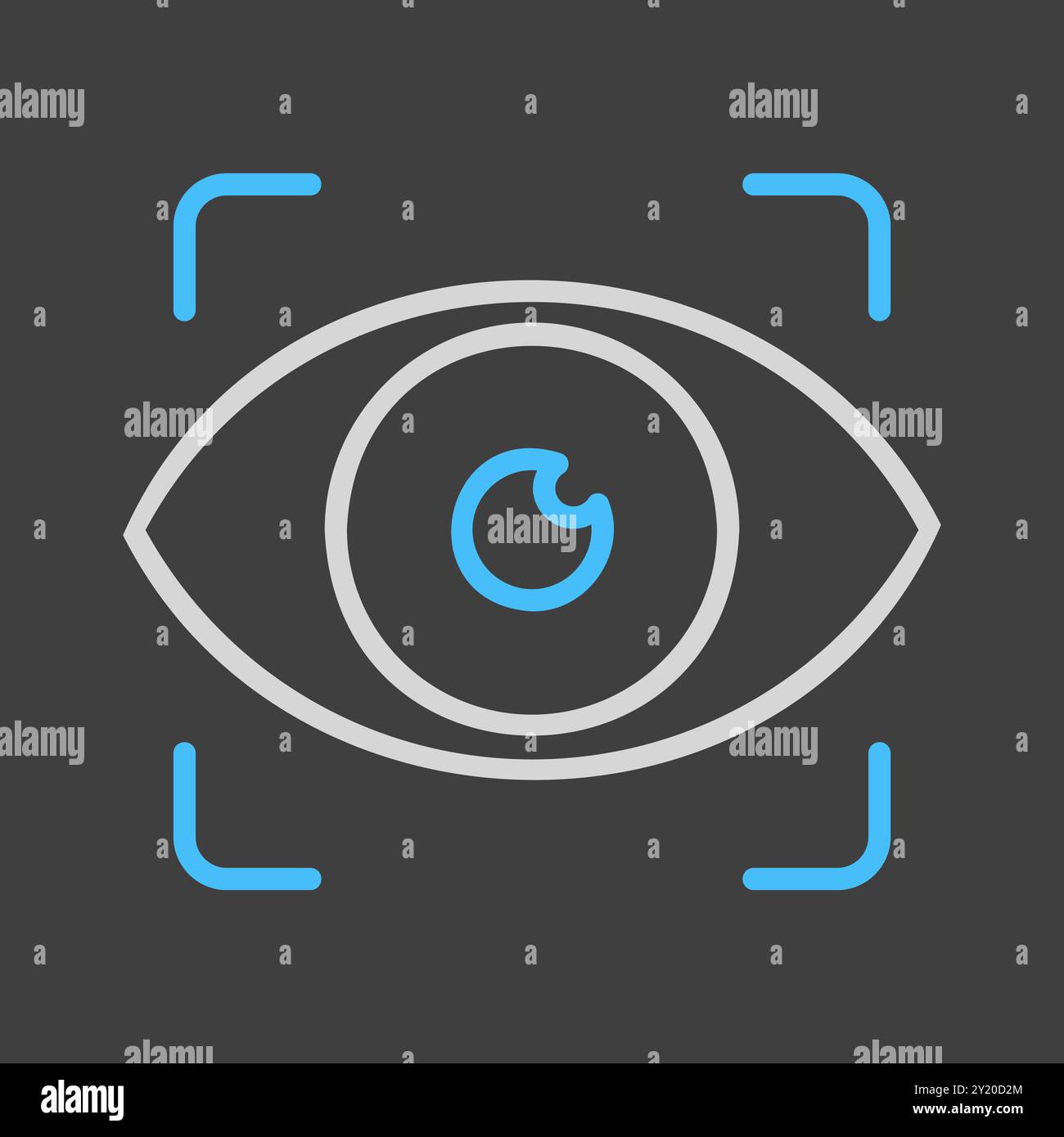 Eye scan vector on dark background icon. Retina check symbol. Security ...
