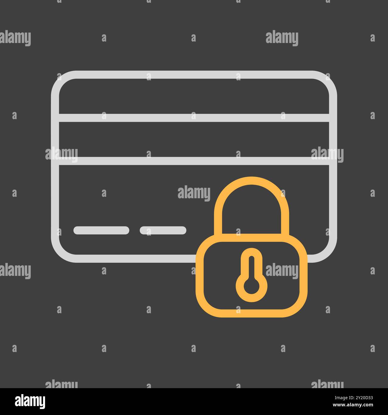 Credit card with lock vector on dark background icon. Locked bank card ...