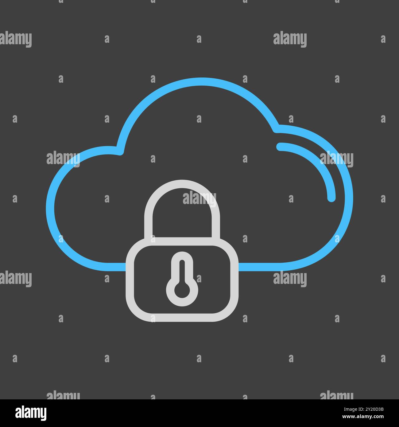 Cloud security vector on dark background icon. Data cloud with lock ...