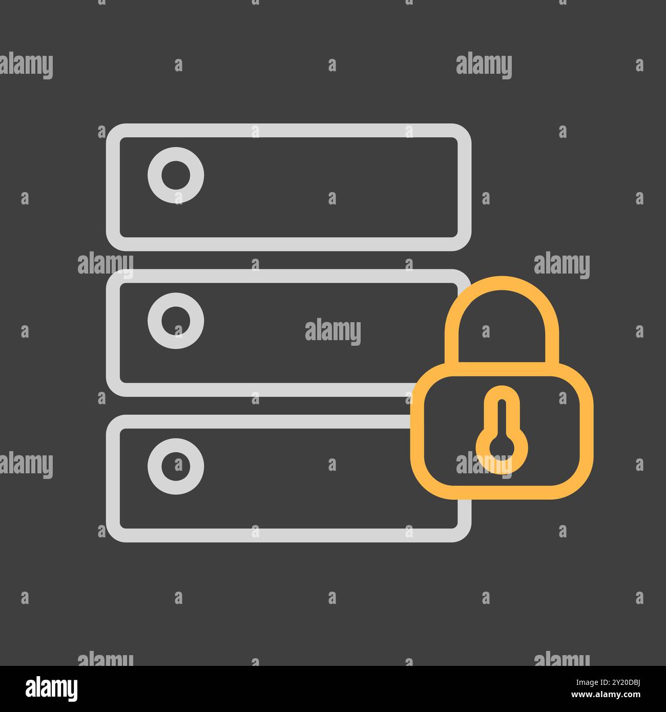 Database padlock vector on dark background icon. Security sign. Graph ...