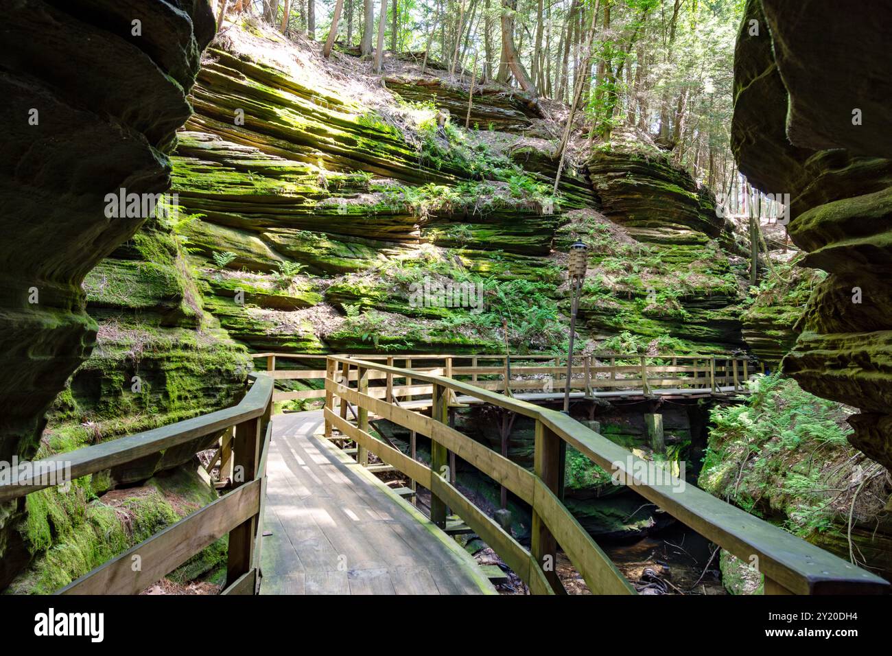 A boardwalk through a gorge of Cambrian sandstone along the Wisconsin ...