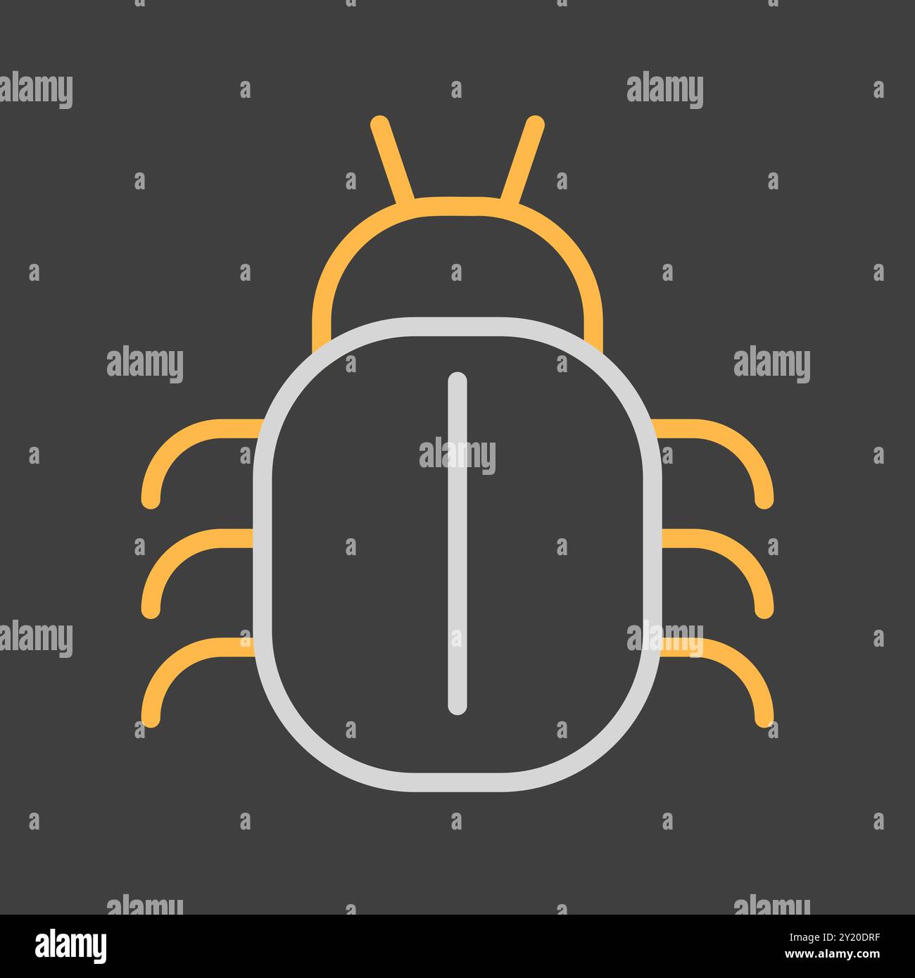 Software or program bug vector on dark background icon. Security sign ...