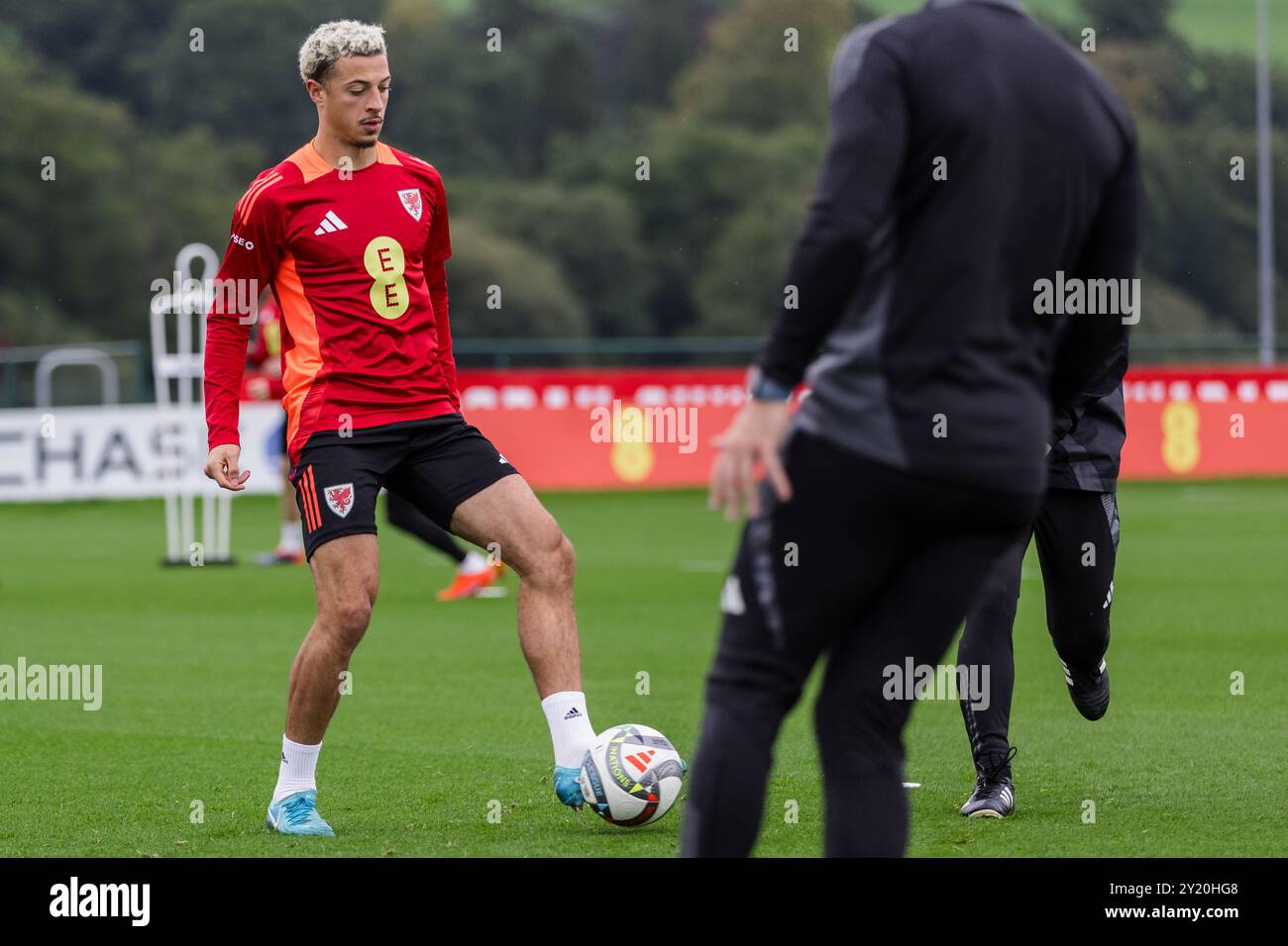 PONTYCLUN, UK. 08th Sep, 2024. Wales' Ethan Ampadu during a Wales ...