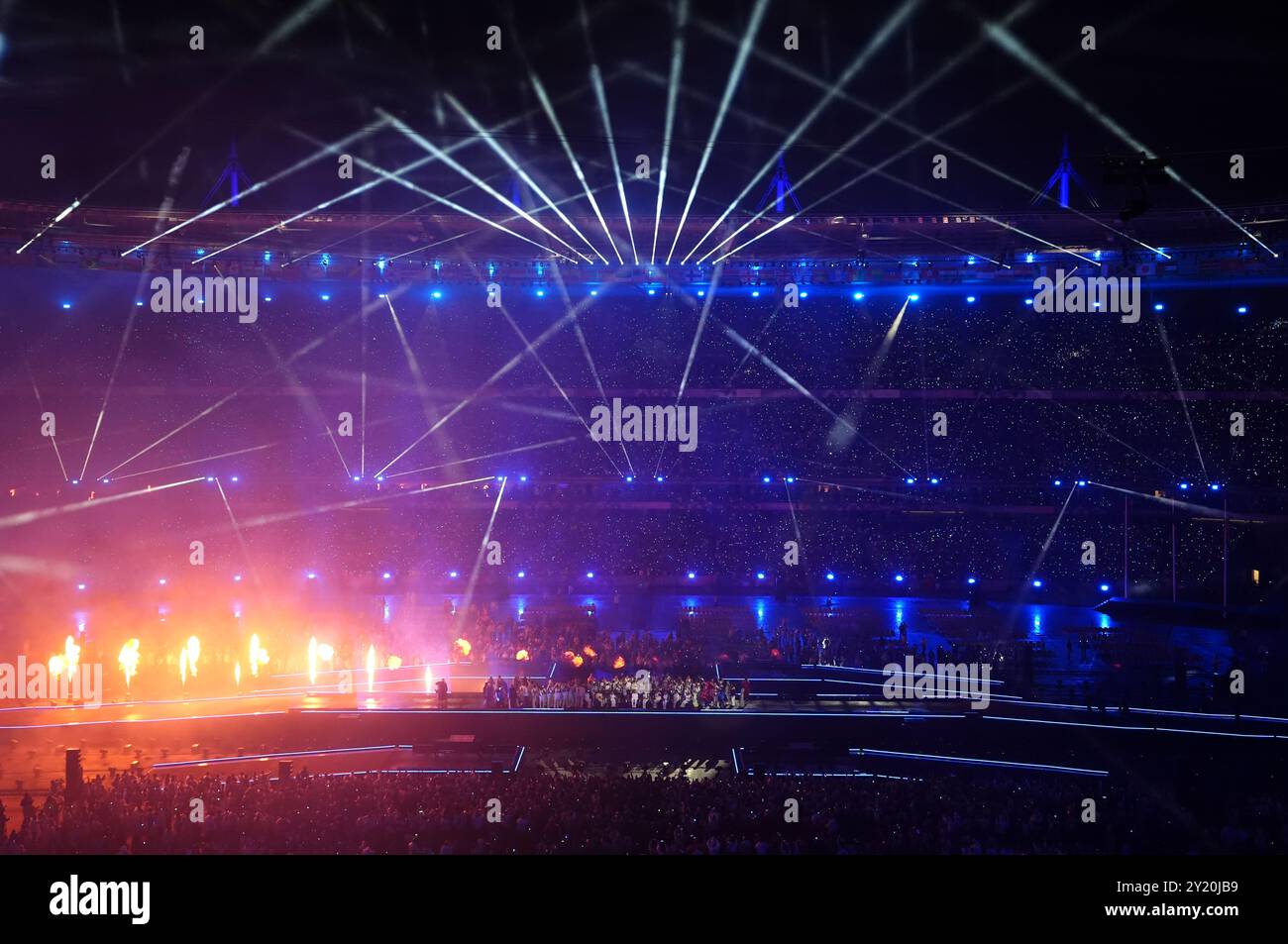 A general view during the closing ceremony of the Paris 2024 Summer ...