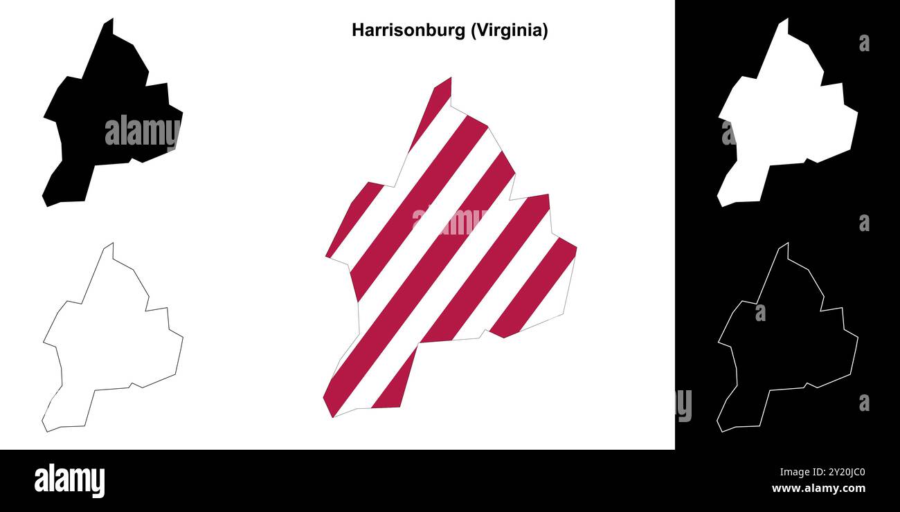 Harrisonburg County (Virginia) outline map set Stock Vector Image & Art ...