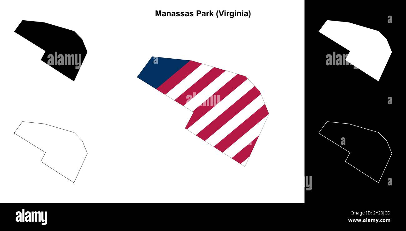 Manassas Park County (Virginia) outline map set Stock Vector Image ...