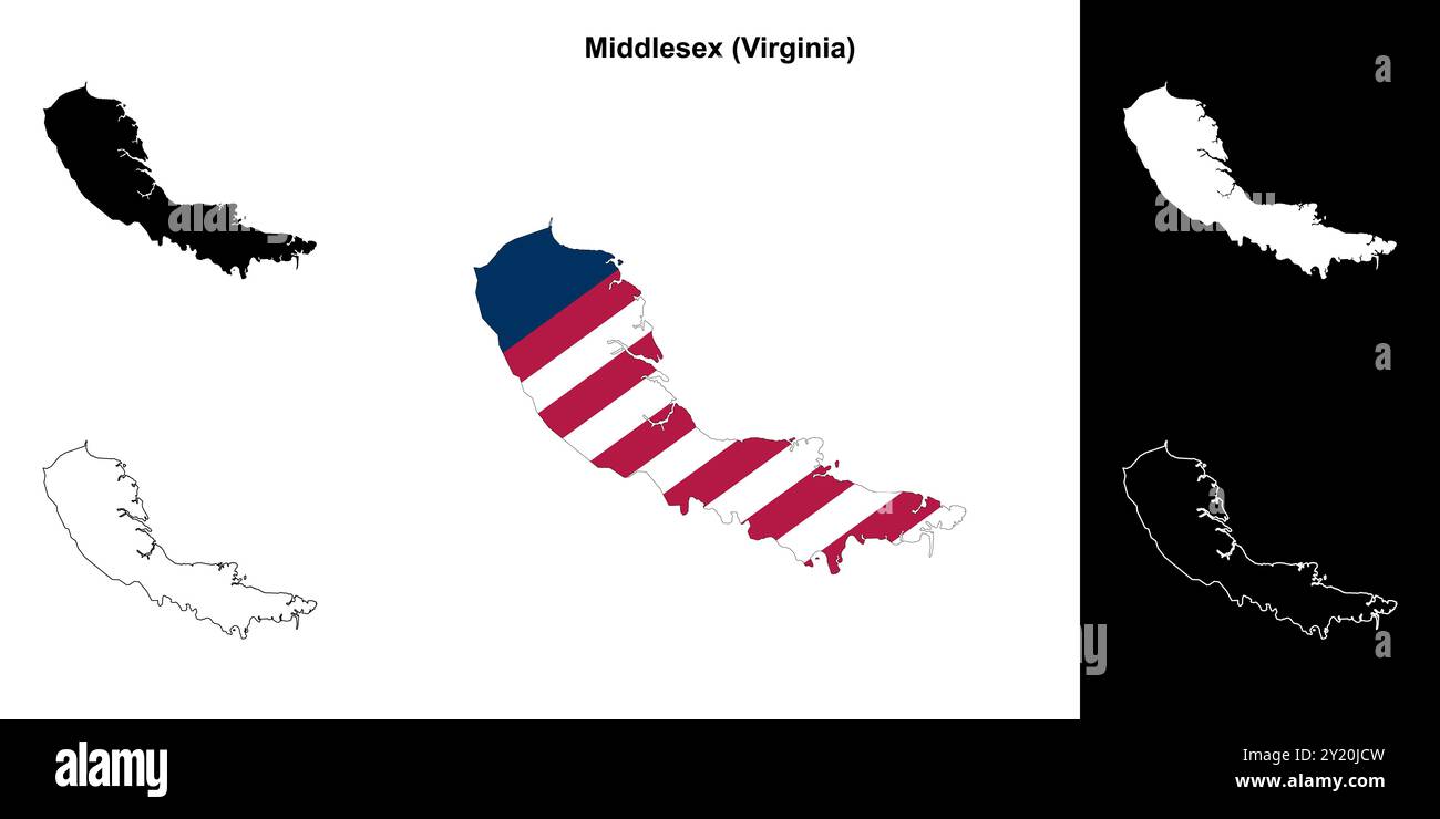 Middlesex County (Virginia) outline map set Stock Vector Image & Art ...