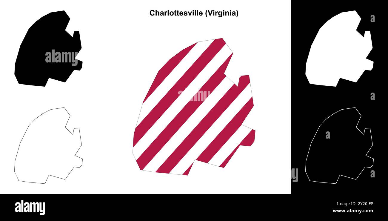 Charlottesville County (Virginia) outline map set Stock Vector Image ...