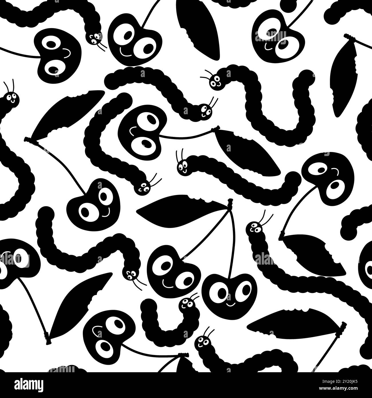 Cherry seamless texture Black and White Stock Photos & Images - Alamy