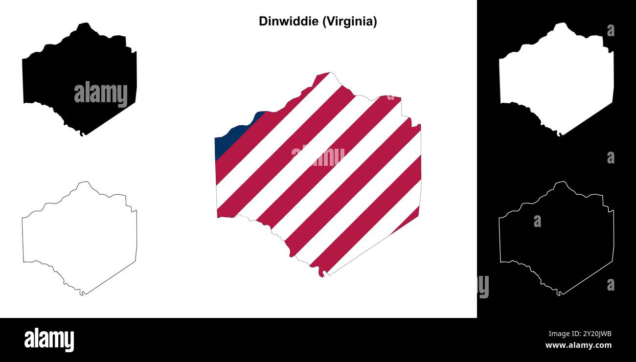 Dinwiddie County (Virginia) outline map set Stock Vector Image & Art ...
