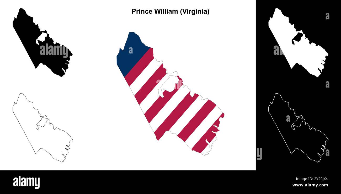 Prince William County (Virginia) outline map set Stock Vector Image ...