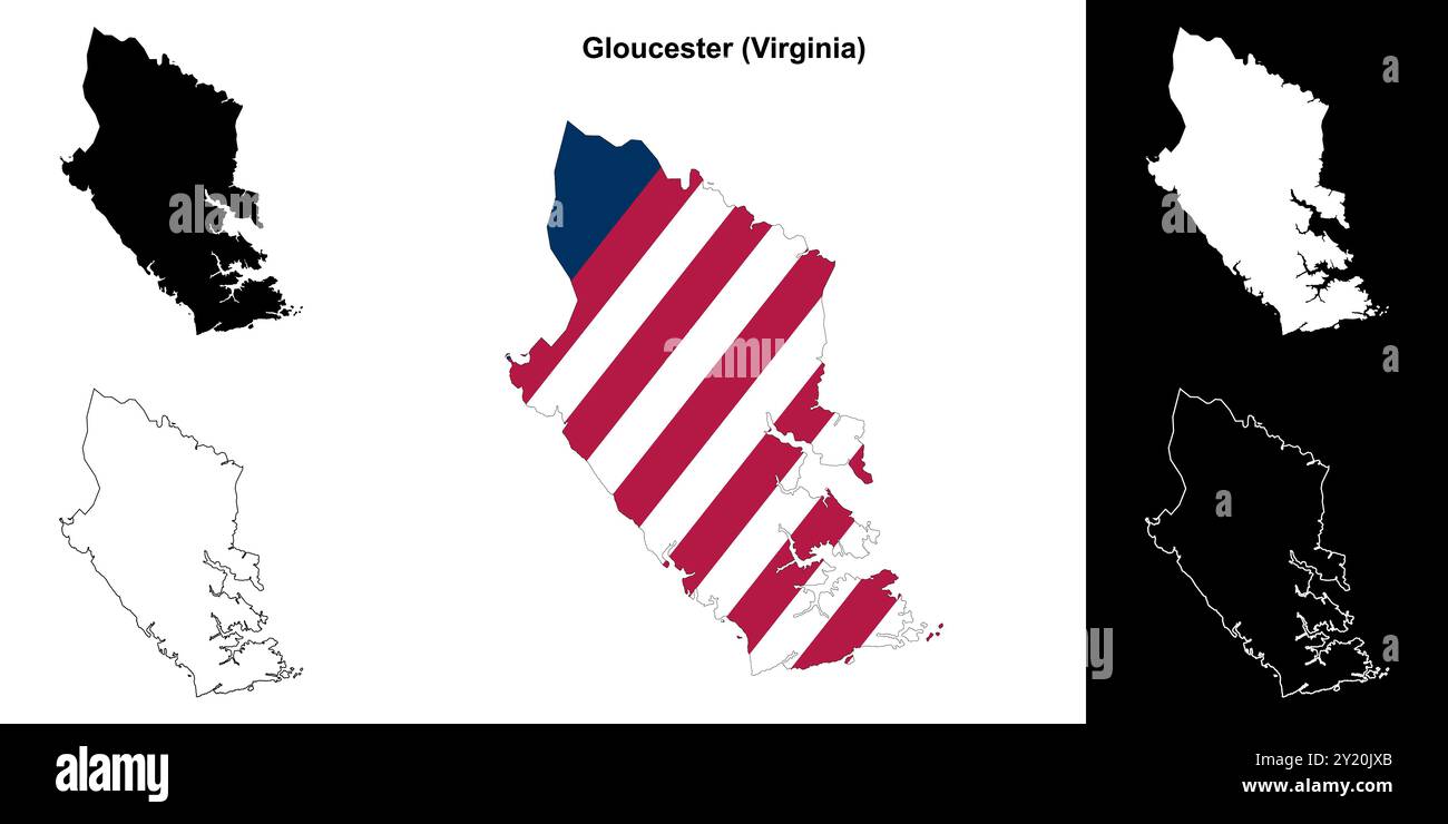 Gloucester County (Virginia) outline map set Stock Vector Image & Art ...