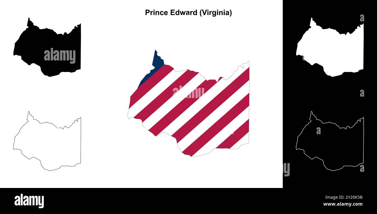 Prince Edward County (Virginia) outline map set Stock Vector Image ...
