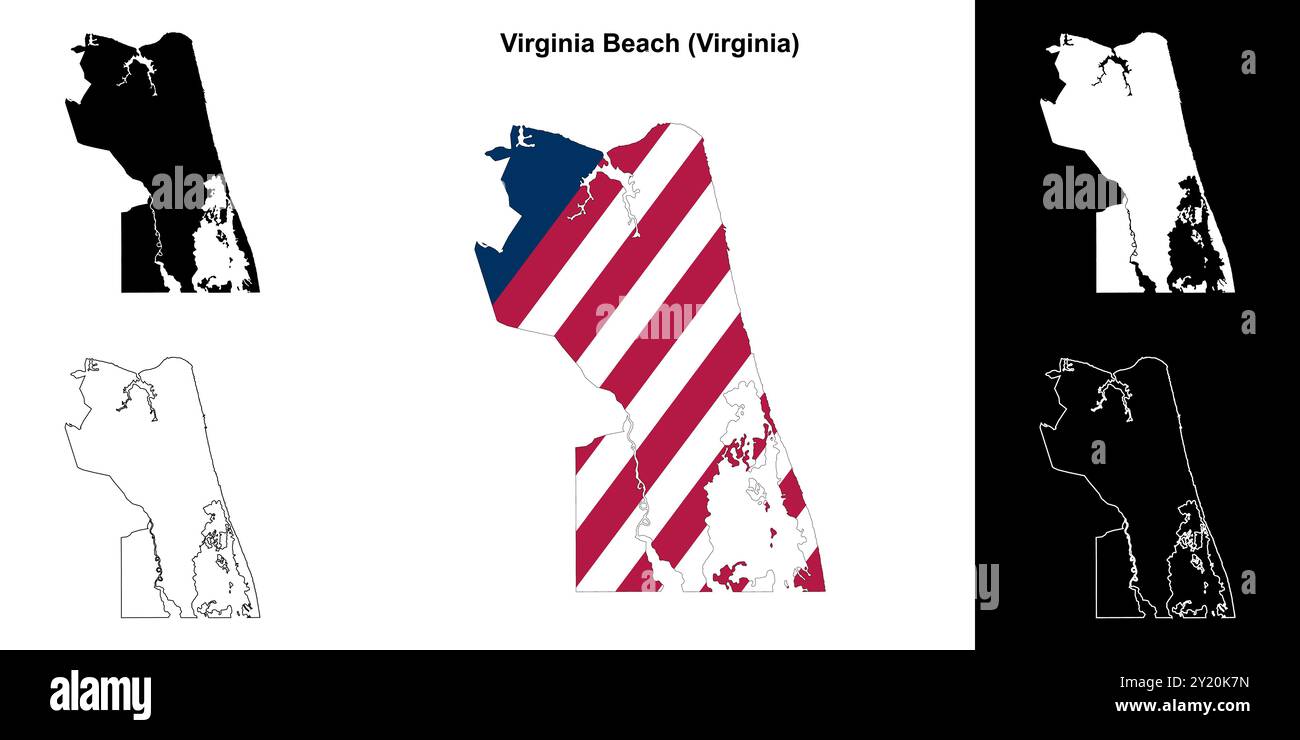 Virginia Beach County (Virginia) outline map set Stock Vector Image ...