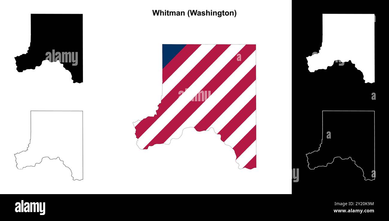 Whitman County (Washington) outline map set Stock Vector Image & Art ...