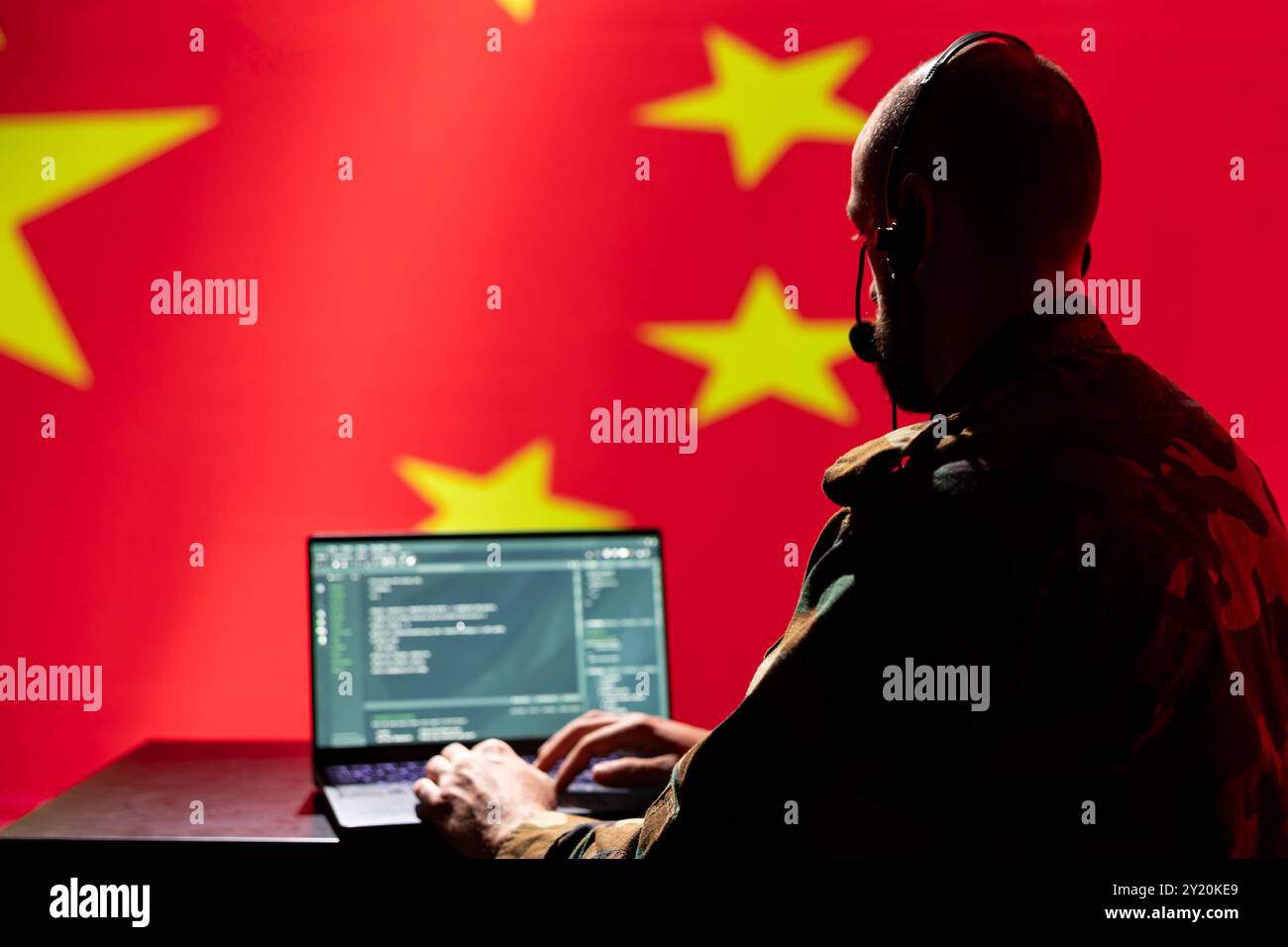 Operator man headphones gear hi-res stock photography and images - Alamy