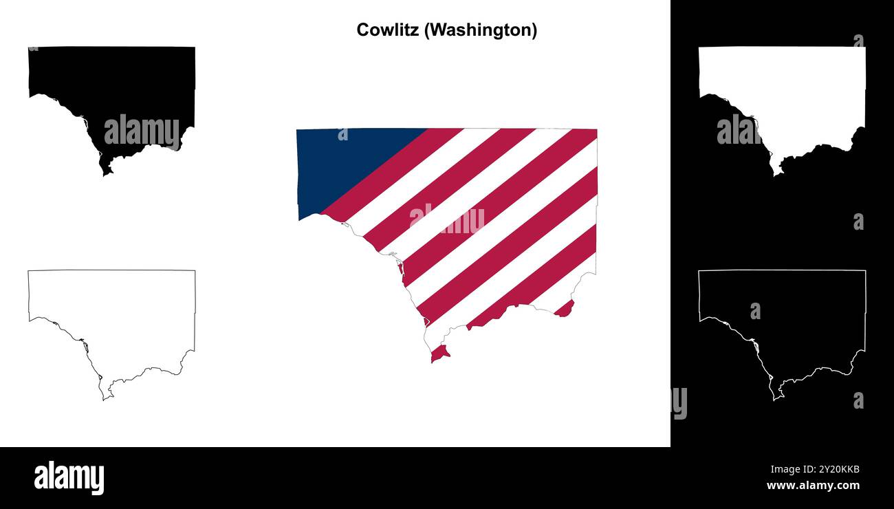 Cowlitz County (Washington) outline map set Stock Vector Image & Art ...