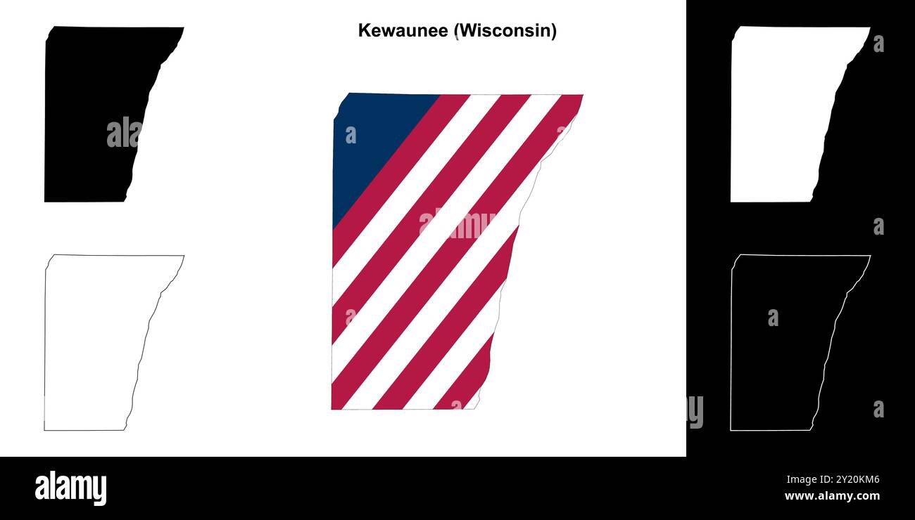 Kewaunee County (Wisconsin) outline map set Stock Vector Image & Art ...