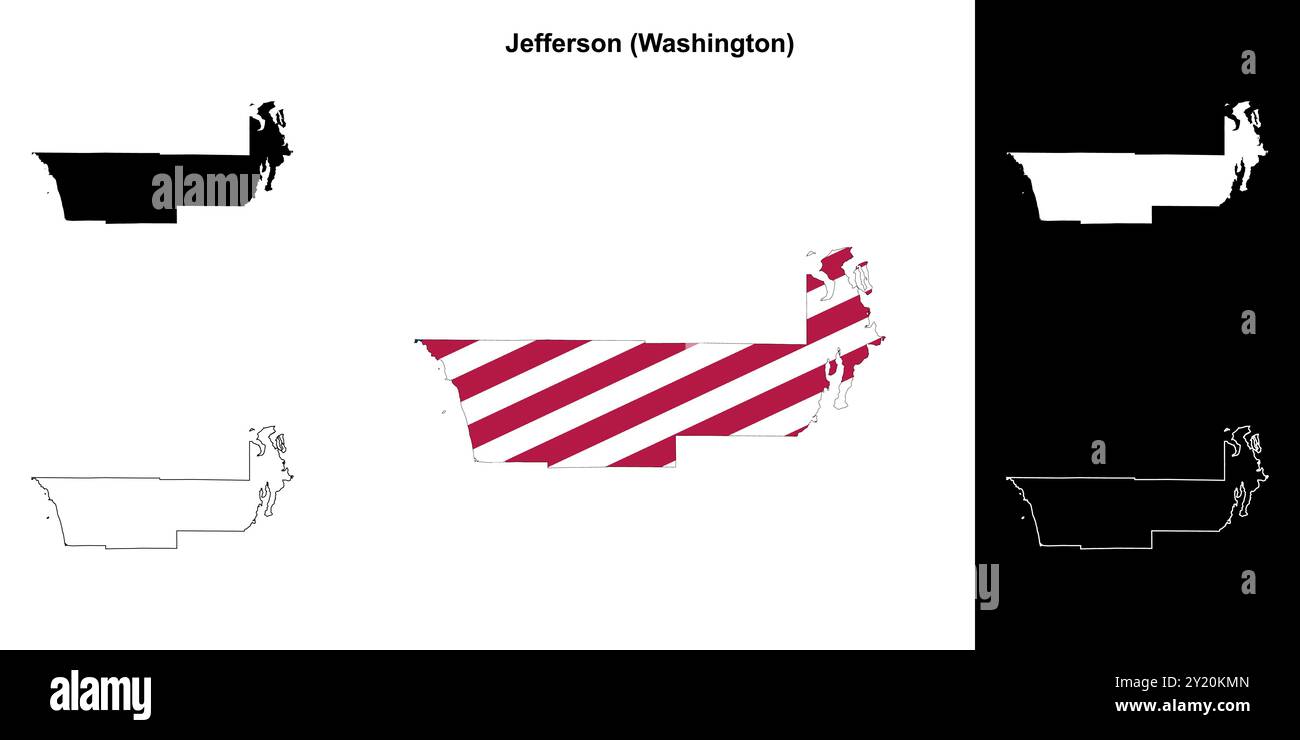 Jefferson County (Washington) outline map set Stock Vector Image & Art ...