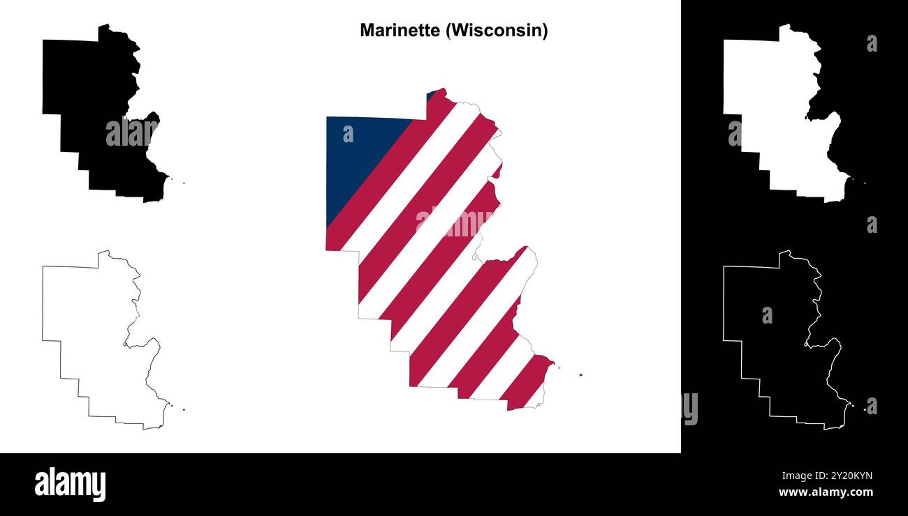 Marinette County (Wisconsin) outline map set Stock Vector Image & Art ...
