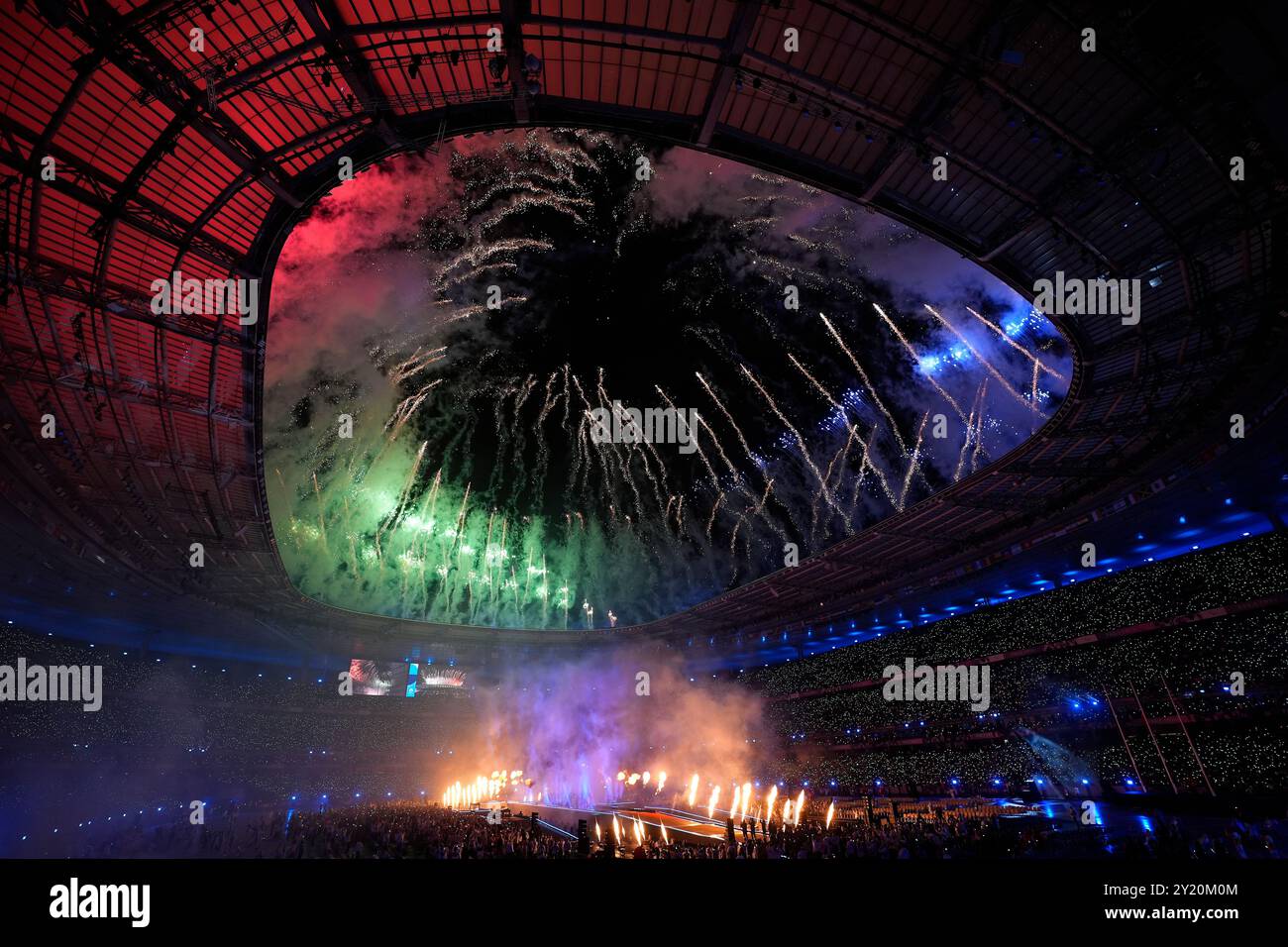 A general view of the stadium during the closing ceremony of the Paris ...