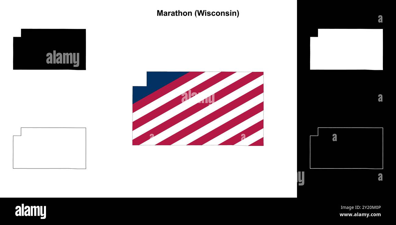Marathon County (Wisconsin) outline map set Stock Vector Image & Art ...