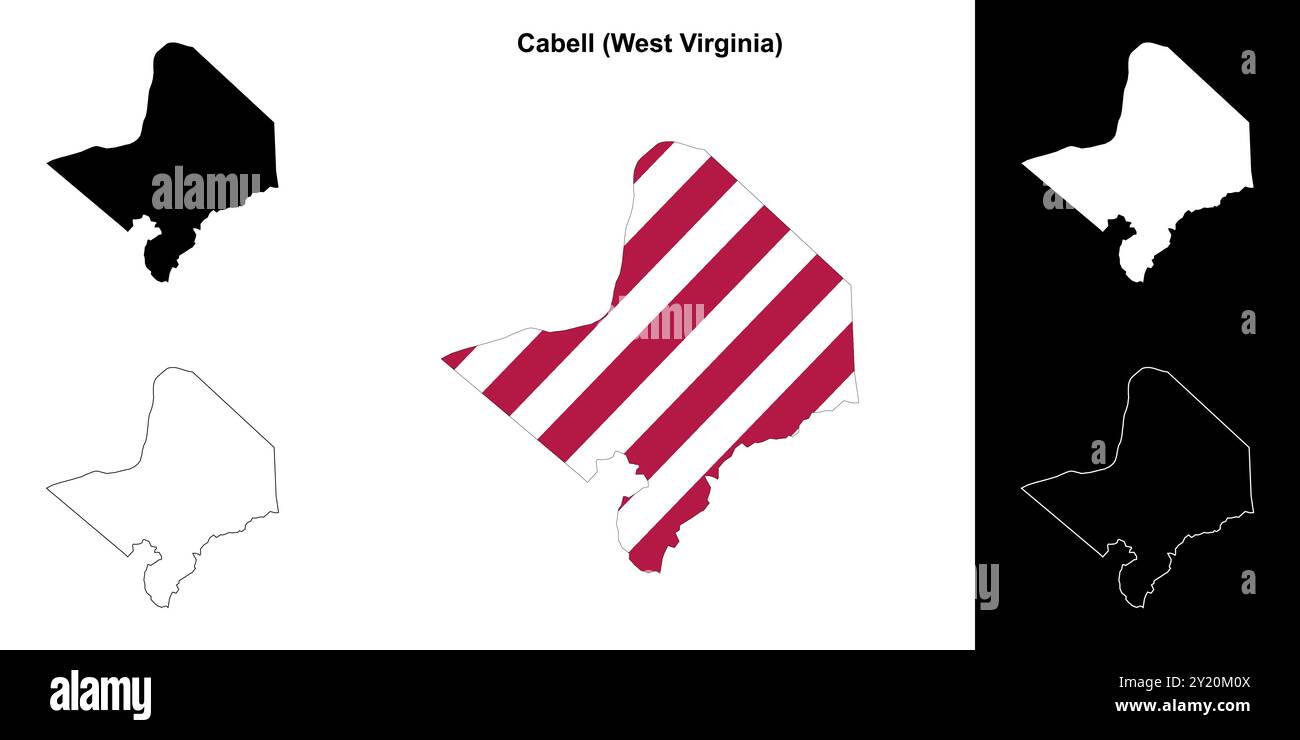 Cabell County (West Virginia) outline map set Stock Vector Image & Art ...