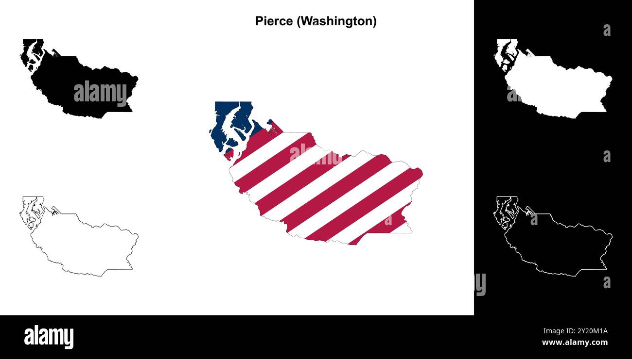 Pierce County (Washington) outline map set Stock Vector Image & Art - Alamy